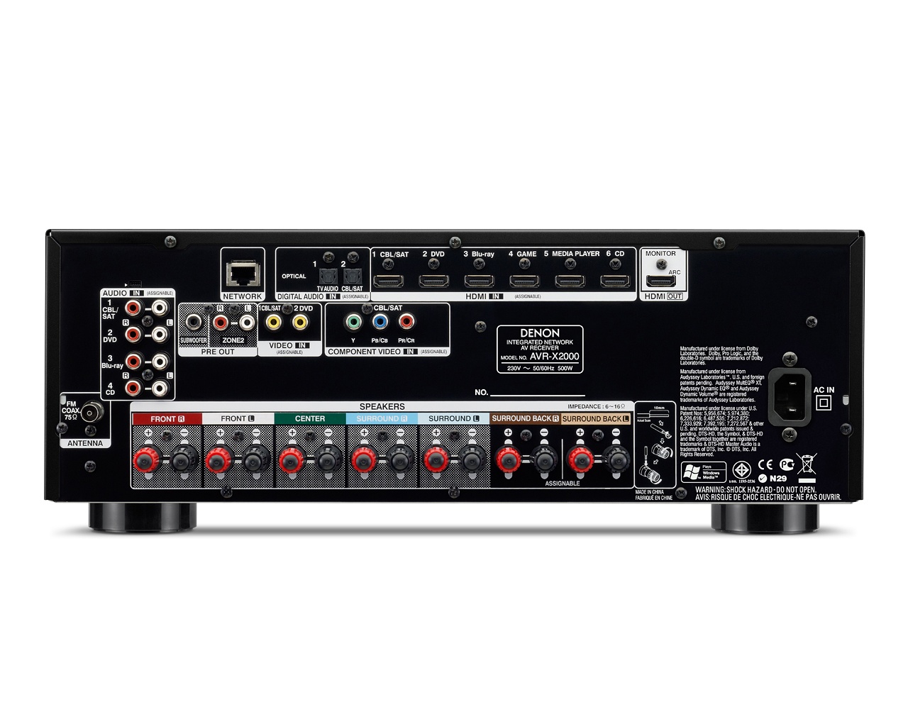 Denon AVR-X2000 (AVR-X-2000) Amplituner wielokanałowy (7.1) z HDMI 1.4a ...