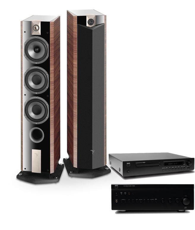Zestaw stereo NAD wzmacniacz C375 + odtwarzacz CD C565 + kolumny Focal ...